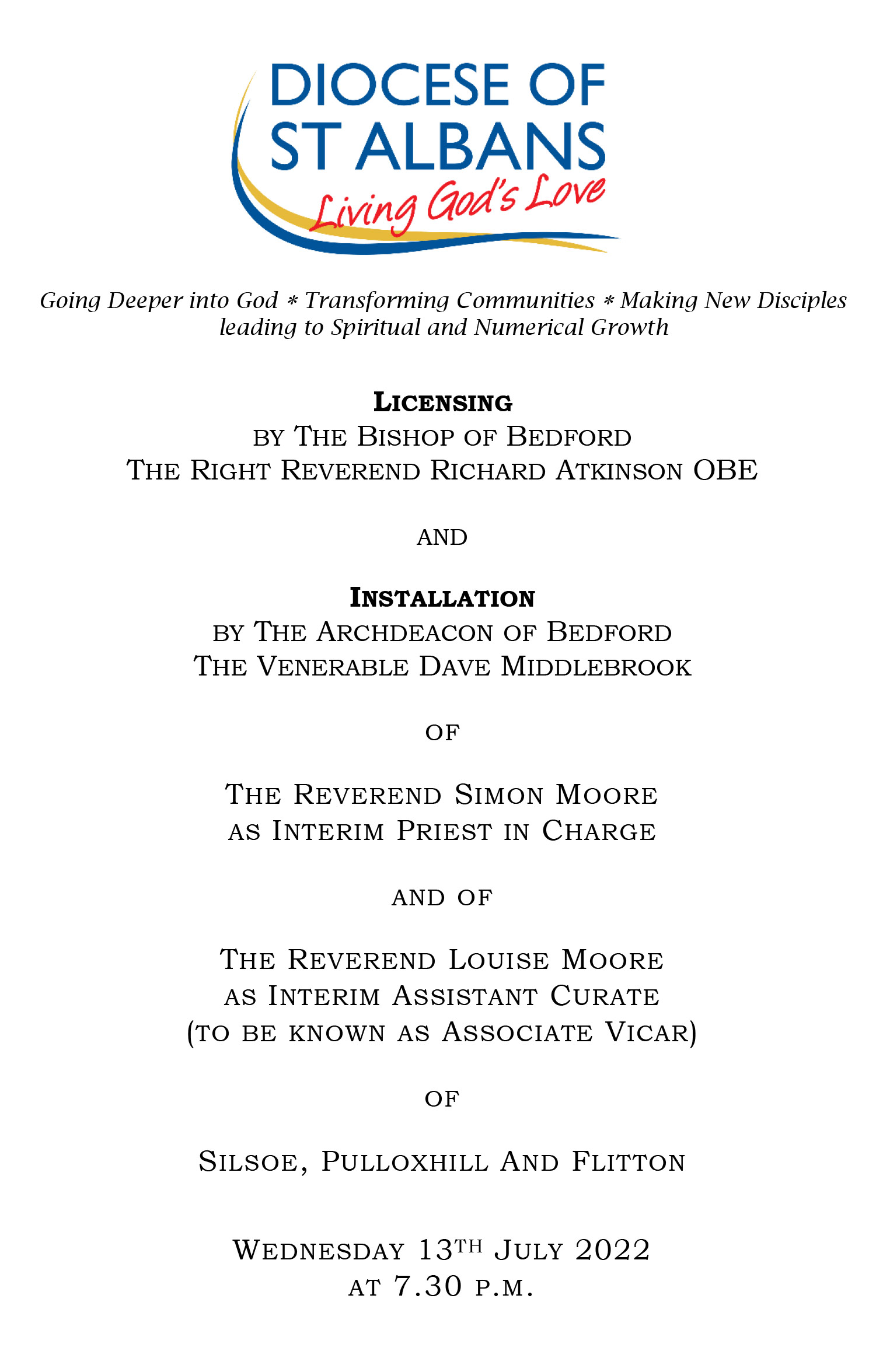 Licensing of Reverend Simon Moore and Reverend Louise Moore – Benefice ...